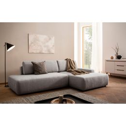 Ecksofa Home Affaire, B:276cm H:82cm T:164cm, grau, 100% Polyester, Wohnzimmer, Sofas, "TORGE, Schlafsofa Cord, Samtvelours u. Strukur fein, Couch in