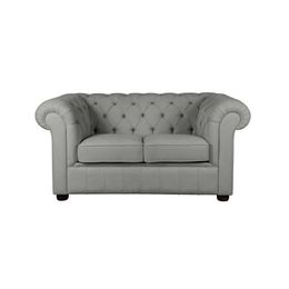 2-Sitzer Home Affaire, B:147cm H:74cm T:89cm, grau, 100% Polyester, Sofas, "CHARENTE, Chesterfield-Sofa, Wellenfederung, Ma&szlig;e: B/T/H: 147/89/74 cm",