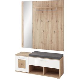 Schuhbank Innostyle, B:126cm H:193cm T:38cm, weiß, Holzwerkstoff, MDF, Flur, Sitzbänke, "Fun Garderobe Set, 126x193x38cm (B/H/T)", 1 türig, 1