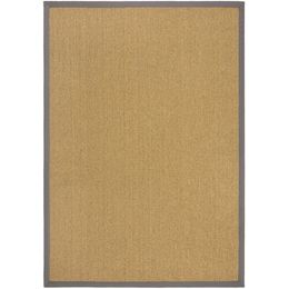 Teppich FLAIR RUGS, B:120cm H:6mm L:170cm, grau, Kunstfaser, Wohnzimmer, Teppiche, "Sisal Look", Sisal Look Border Indoor Outdoor Bodenl&auml;ufer Teppich