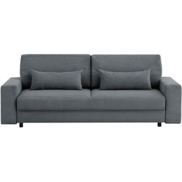 Schlafsofa, B:250cm H:90cm T:108cm, grau, LeGer Home by Lena Gercke, Jugendzimmer, Sofas, "Imoga, Polster mit Schlaffunktion, 3-Sitzer Sofa, Couch