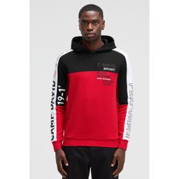 CAMP DAVID Herren Kapuzensweatshirt, schwarz, Gr. 4XL, bedruckt, colorblocking, Jersey, Material: 70% Baumwolle, 30% Polyester, Sweatshirts, mit