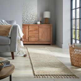 L&auml;ufer FLAIR RUGS, B:60cm H:10mm L:230cm, beige, Baumwolle, Jute, Kunstfaser, Flur, Teppiche, "Levi, aus gewebter Jute"