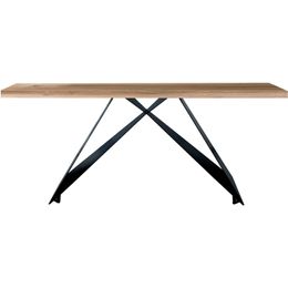 Esstisch Sit, B:240cm H:75,4cm T:100cmnatur, schwarz, schwarz, natur, Wildeiche ge&ouml;lt, Metall (Eisen), Tische, "Como aus Wildeiche massiv ge&ouml;lt mit