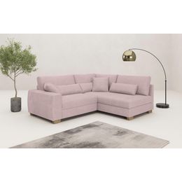 Ecksofa MR. COUCH, B:227cm H:68cm T:190cm, rosa, Stripes (92% Polyester / 8% Nylon), Wohnzimmer, Sofas, "Hilla L-Form, bis 140 kg belastbar", mit