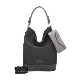 Damen Schultertasche "Izzy07 Olga", Fritzi aus Preussen, schwarz, Baumwolle, mehrfarbig, Taschen, aus veganen und recycelten Materialien