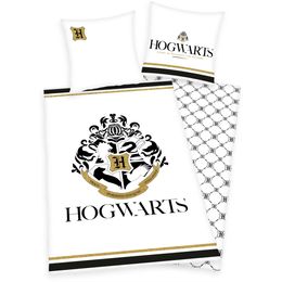 Wendebettwäsche Harry Potter, weiß, Renforcé, Obermaterial: 100% Baumwolle, Bettwäsche, "Hogwarts", mit Hogwarts Logo