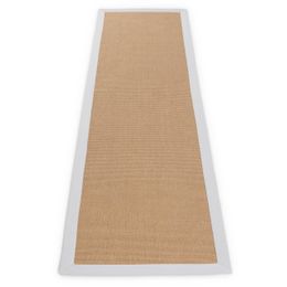 Sisalteppich CarpetFine, B:60cm H:5mm L:180cm, wei&szlig;, Sisal, Teppiche, "Sisal , auch als L&auml;ufer erh&auml;ltlich", mit farbiger Bord&uuml;re, Anti Rutsch