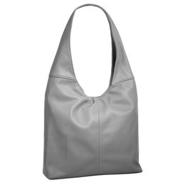 Pike PIK&Eacute; Damen Shopper, grau, Leder, beschichtet, gl&auml;nzend, Taschen, echt Leder, Made in Italy