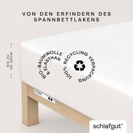Spannbettlaken Schlafgut, wei&szlig;, Jersey, Obermaterial: 95% Baumwolle, 5% Elasthan, Bettlaken, "PURE Bio-Baumwolle mit Elasthan, dehnbar blickdicht,