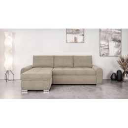 Ecksofa Home Affaire, B:237cm H:89cm T:166cm, beige, 95% Polyester, 5% Nylon, Wohnzimmer, Sofas, "HAVERHILL Schlafsofa mit Bettkasten, Maße B/H/T: