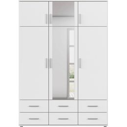 Kleiderschrank Rauch, B:135cm H:194cm T:53cm, weiß, Schlafzimmer, Schränke, "Kemi", mit Spiegel