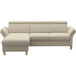 Ecksofa OTTO HOME, B:253cm H:84cm T:166cmsand, 100% Polyester, Wohnzimmer, Sofas, "Glendale, L-Form", inkl. Kopfteilverstellung, wahlweise mit