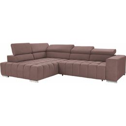 Ecksofa, B:307cm H:94cm T:201cm, braun, exxpo - SOFA FASHION, Struktur ( 100% Polyester), Wohnzimmer, Sofas, "Elias, aktuelle Kreuzsteppung im Sitz,