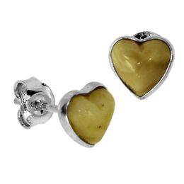 OSTSEE-SCHMUCK Damen Paar Ohrstecker "- Herz - Silber 925/000 - Bernstein", Silber 925 (Sterlingsilber), silber, Silber 925 (Sterlingsilber), Ohrringe