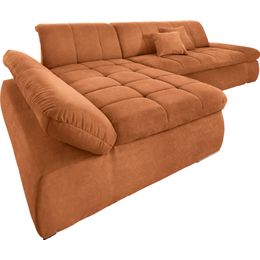 Ecksofa DOMO collection, B:300cm H:80cm T:172cm, orange, Chenille (85% Polyester, 15% Acryl);Luxus-Microfaser (100% Polyester);Struktur ( 100%