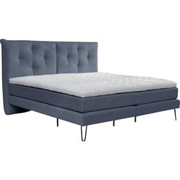 Boxspringbett Alina, B:194cm L:212,5cm, blau, Struktur fein DGS (92% Poyester, 8% Nylon), Jugendzimmer, Komplettbetten, "Longon inkl. Matratze und
