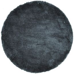 Hochflor-Teppich Tom Tailor HOME, H:25mm &Oslash;:140cm, grau, Polyester, Teppiche, "Shaggy Teppich Cozy", Uni Farben, auch in Pastell Farben, weich &