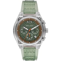 Armani Exchange Herren Chronograph "SYNC", grün, Armbanduhren, Quarzuhr, Armbanduhr, Herrenuhr, Polyurethanband, Datum, Stoppfunktion