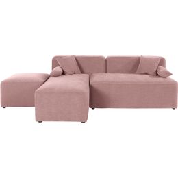 Ecksofa Home Affaire, B:220cm H:76,5cm T:153cm, rosa, 100% Polyester, Wohnzimmer, Sofas, "Sundstrup L-Form", Modulserie, individuelle Zusammenstellung