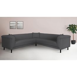 Ecksofa Home Affaire, B:244cm H:71,5cm T:244cm, grau, 100% Polyester, Wohnzimmer, Sofas, "AGNIA L-Form B/T/H: 244/244/71 cm", incl. Zierkissen,