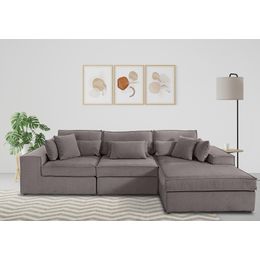 Ecksofa OTTO HOME, B:280cm H:75cm T:162cm, grau, Baumwollmix (60% Baumwolle/40% Leinen);Struktur fein (100% Polyester);Samtoptik (100%
