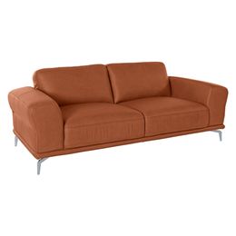 2,5-Sitzer W.Schillig, B:212cm H:78cm T:94cm, braun, Sofas, "montanaa", mit Metallf&uuml;&szlig;en in Silber matt, Breite 212 cm