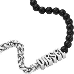 Diesel Damen Kette mit Anhänger "Schmuck Geschenk Edelstahl Halsschmuck Halskette FONT", Edelstahl, L: 50 B: 5mm, schwarz, Edelstahl, B:5mm,