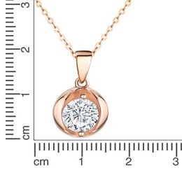 ZEEme Damen Kette mit Anh&auml;nger "Silber 925 ros&eacute;-vergoldet 45cm lang mit wei&szlig;em Zirkonia-Stein", 45cm, Silber 925 (Sterlingsilber), L: 45 B: 12mm,