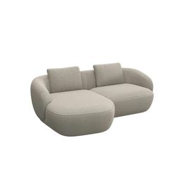 Wohnlandschaft FLEXLUX, B:217cm H:85cm T:146cm, beige, 100% Polyester, Sofas, "Torino, rund, L-Form, Sofa-Ecke mit Recamiere, Longchair-Sofa",