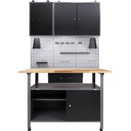 ONDIS24 Werkstatt-Set, B:120cm H:205cm T:60cm, schwarz, Werkbänke, 120 cm