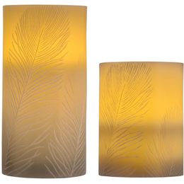 PAULEEN LED Dekolicht "LED-Kerze Cosy Feather, 2er Set", Ø 7,6cm, 2 Stk., gold, Leuchten, Wachskerze mit Timer Grau