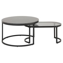 Couchtisch ACTONA GROUP, B:70cm H:42cm T:70cm, schwarz, Wohnzimmer, Tische, "Spiro, Bestseller Tisch-set, 2-teilig, 1 rund & 1 oval, Scandi-Stil",
