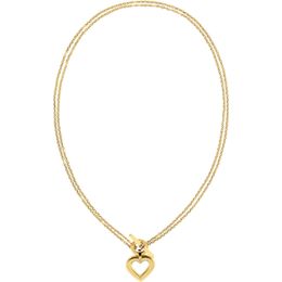 Tommy Hilfiger Damen Kette mit Anh&auml;nger "TOGGLE HEART", Edelstahl, L: 43 86 B: 2mm, bunt, Edelstahl, B:2mm, Halsketten, mit Emaille