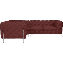 Chesterfield-Sofa Home Affaire, B:264cm H:75cm T:204cm, rosa, Struktur (100% Polyester);Samtoptik (100% Polyester), Sofas, "Amaury L-Form", moderne