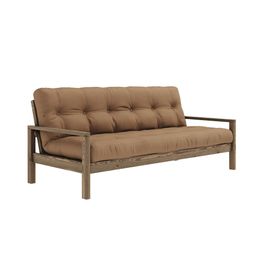 Schlafsofa Karup Design, B:205cm H:79cm T:95cm, braun, Matratzenmaterialzusammensetzung: Futonmatratze mit Knopfheftung, H&ouml;he 14 cm, aus recyceleten