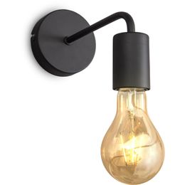 B.K.LICHT Wandleuchte, 1, H: 15cm, 1 Stk., schwarz, Wohnzimmer, Leuchten, Wandlampe, 1 flammig, Vintage, Industrial-Design, Retro, Stahl, rund