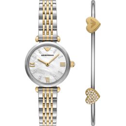 Emporio Armani Damen Quarzuhr, gold, Armbanduhren, Armbanduhr, Damenuhr, Edelstahlarmband, Ideal auch als Geschenk