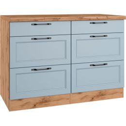 Unterschrank KOCHSTATION, B:120cm H:86cm T:60cm, blau, Holzwerkstoff, MDF, K&uuml;che, Schr&auml;nke, "KS-Lana", Breite 120 cm