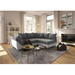 Ecksofa Collection AB, B:247cm H:87cm T:189cm, grau, Microfaser PRIMABELLE (100% Polyester), Struktur (90% Polyester, 10% Polyacryl), Samtvelours