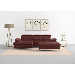 Sit & More Ecksofa SIT & MORE, B:295cm H:87cm T:180cm, rot, Sofas, "Cabrio L-Form, B: 295 cm, mit Sitztiefen-, Arm- & Kopfteilverstellung", 2 Nierenkissen,