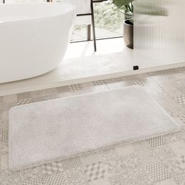 Badematte HOMIE LIVING, H:30mm, beige, Polyester, Badematten, "Porto Azzurro", Badteppich, uni, rechteckig & rund, waschbar, Badezimmerteppich