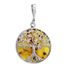 OSTSEE-SCHMUCK Damen Kettenanh&auml;nger "OSTSEE-SCHMUCK Anh&auml;nger Lebensbaum 21 mm", 34 x 21mm, Silber 925 (Sterlingsilber), 3,1 g, wei&szlig;, Silber 925