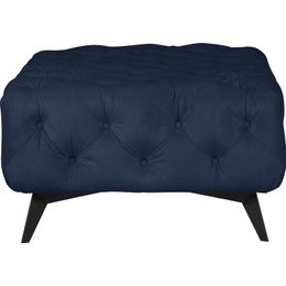 Polsterhocker Home Affaire, B:80cm H:45cm T:80cm, blau, Struktur (100% Polyester);Samtoptik (100% Polyester), Hocker, "Amaury", Chesterfield-Optik,