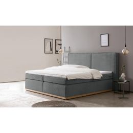 Boxspringbett Home Affaire, B:215cm L:212cm, grau, 100% Polyester, Jugendzimmer, Komplettbetten, "SHERWOOD Cord Hotelbett, Polsterbett Premiumbett