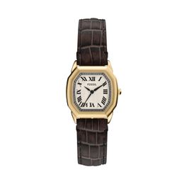 Fossil Damen Quarzuhr "HARLOW", gold, Armbanduhren, Armbanduhr, Damenuhr, Lederarmband, analog