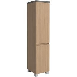 Midischrank Welltime, B:30cm H:131cm T:35cm, braun, Spanplatte, Badezimmer, Schränke, "EIXO, 2 Türen, 3 verstellbare Einlegeböden, inklusive