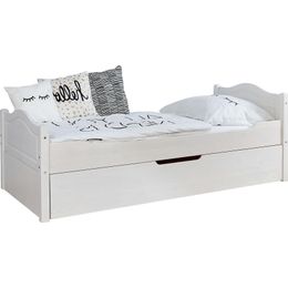 Jugendbett Ticaa, B:129cm H:78cm L:211cm, wei&szlig;, Betten, "Leni", Einzelbett, inkl. Zusatzbett und Rollrost