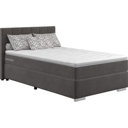 Boxspringbett COTTA, L:209cm, grau, Polyester, Komplettbetten, "Simba", Topseller wahlweise mit oder ohne Matratze und Topper bestellbar