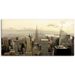 Leinwandbild Artland, B:100cm H:50cm, beige, Wohnzimmer, Bilder, "Skyline Manhattan - New York", als Alubild, Outdoorbild, Leinwandbild, Poster,
